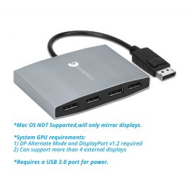1x4 DisplayPort 1.2 Mst Hub for Multi-Monitor Adapter | Gofanco